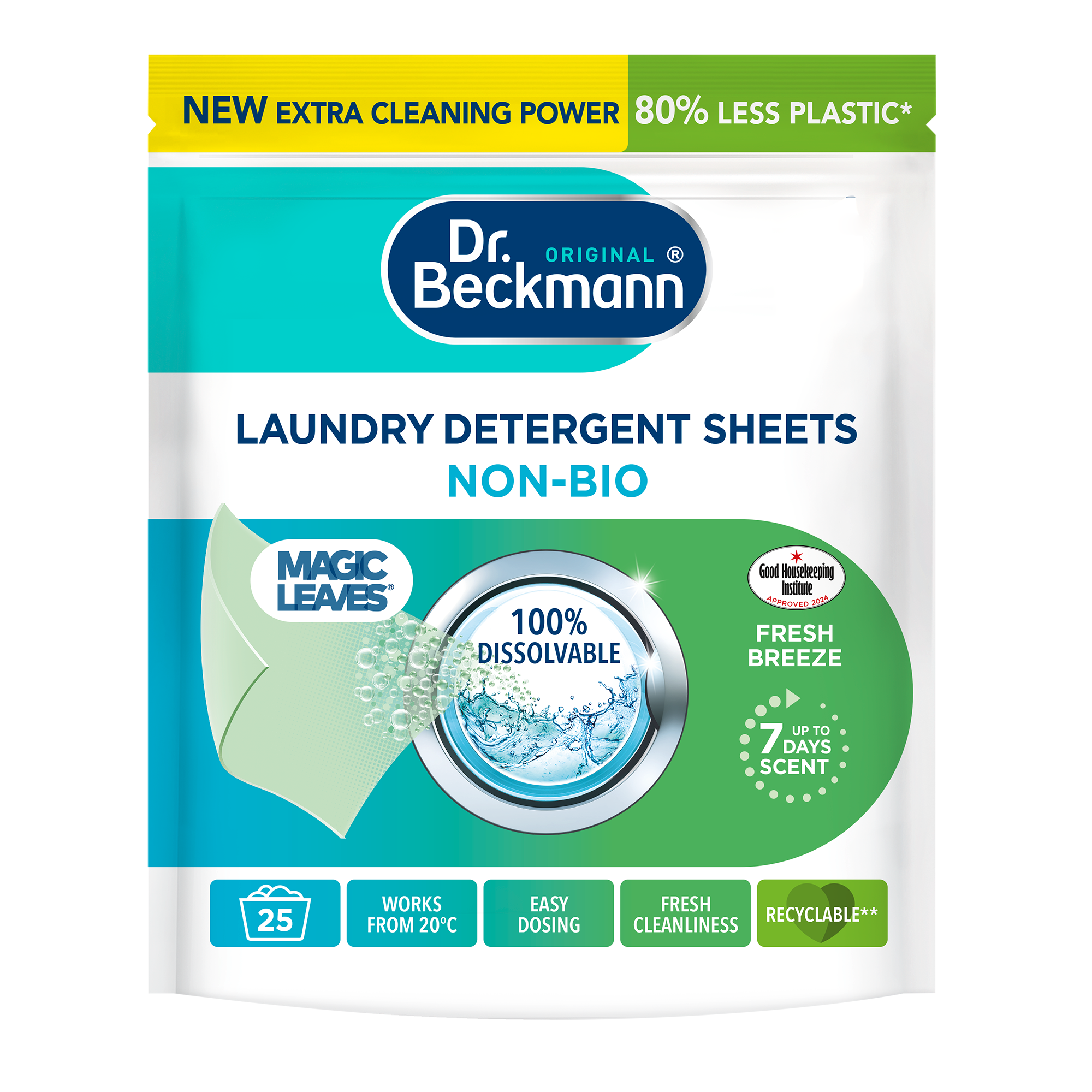 Magic Leaves Laundry Detergent Sheets NON BIO Spring Fresh Dr. Beckmann