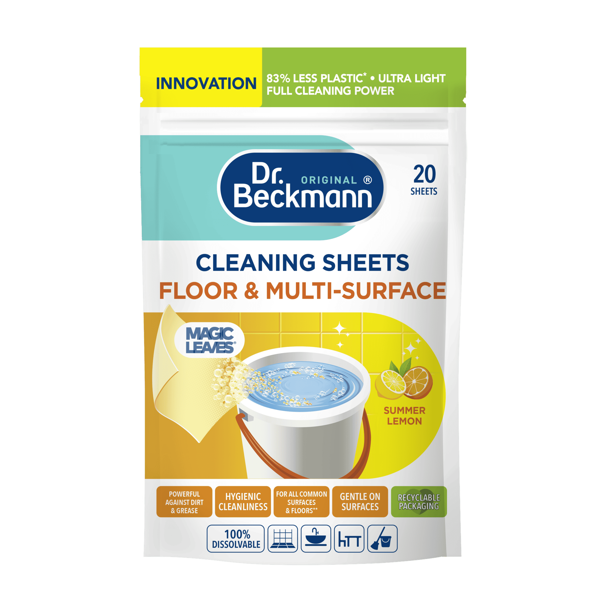 Floor & Multi-Surface Cleaning sheets – Summer Lemon - Dr. Beckmann