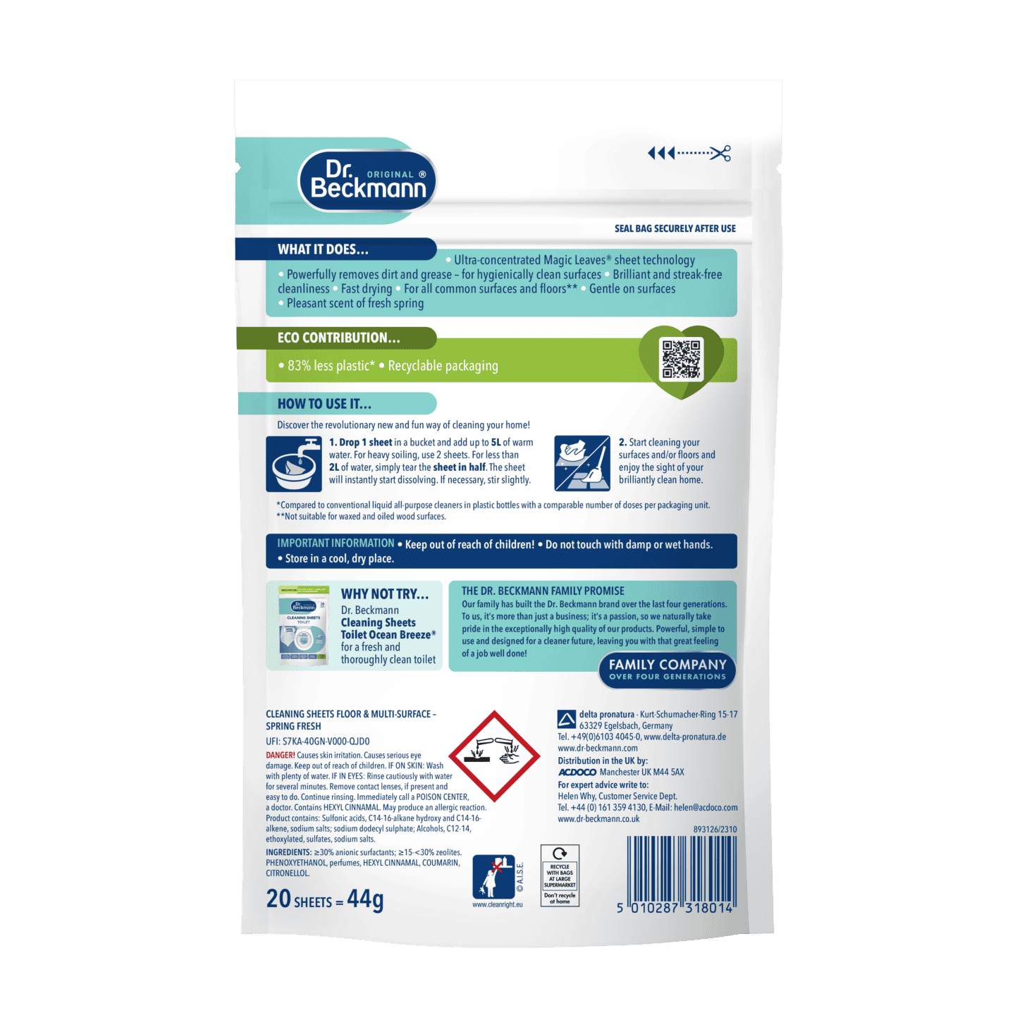 Floor & Multi-Surface Cleaning sheets – Spring Fresh - Dr. Beckmann